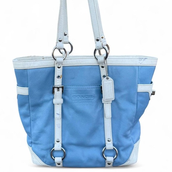 Coach | Bags | Vintage Coach Light Blue Leather Tote | Poshmark